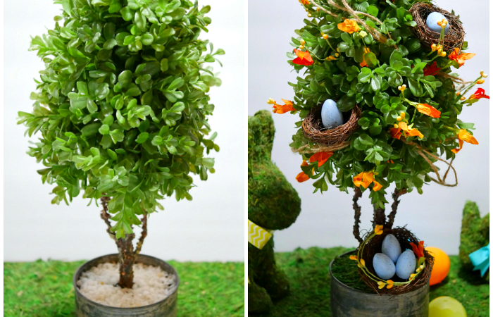 Spring Topiary with Bird Nests - Craft Room Destash Challenge