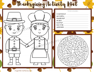 2019 Printable Thanksgiving Activity Mats & Word Search - My Pinterventures