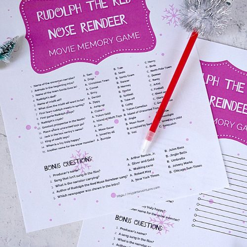 Free Rudolph the Red Nose Reindeer Movie Memory Game - My Pinterventures
