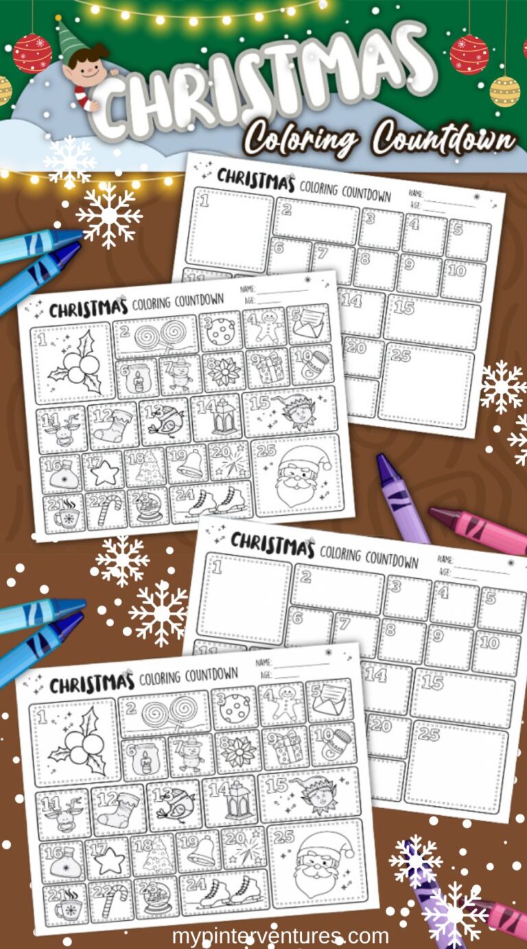 Christmas Coloring Countdown Calendar Printable - My Pinterventures