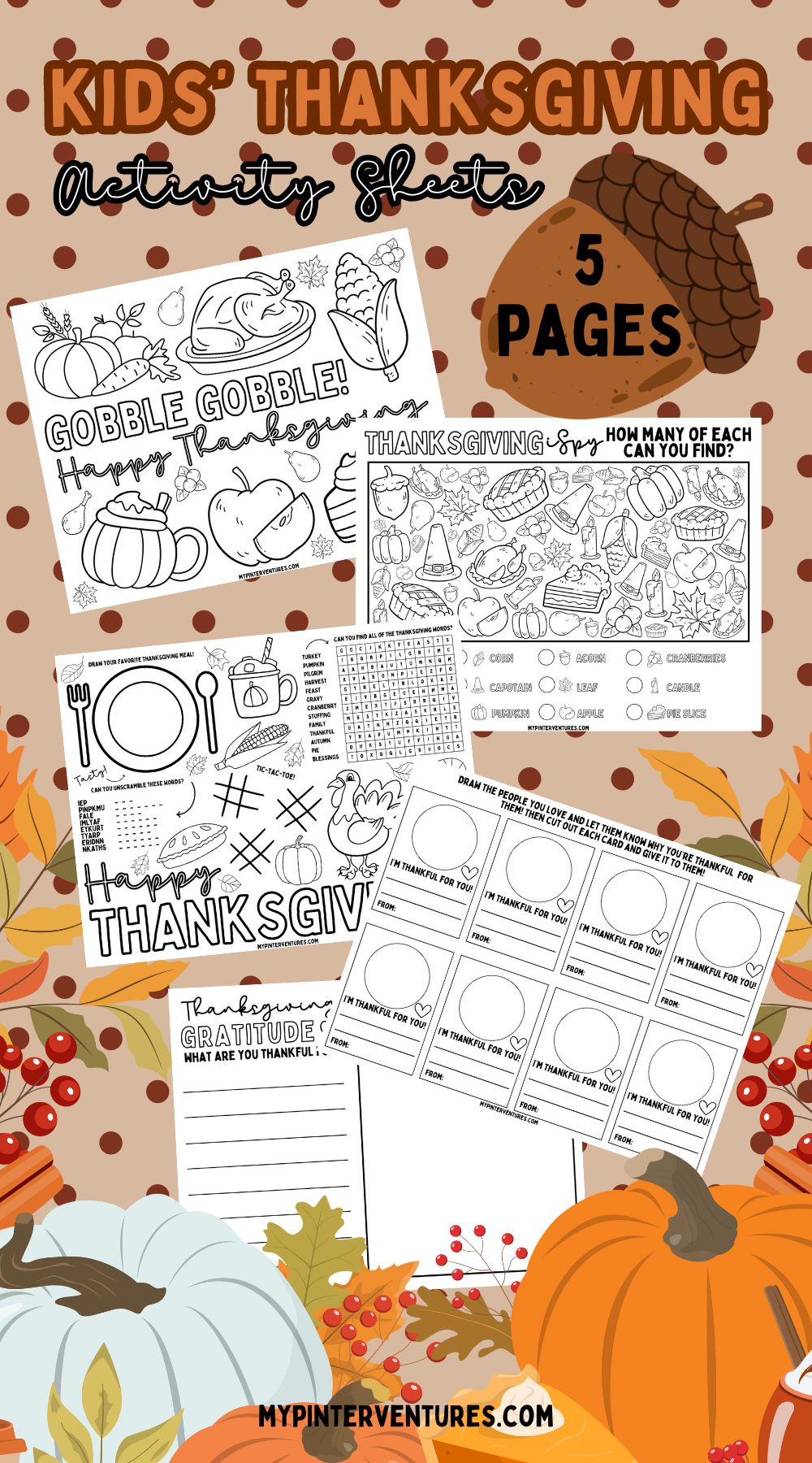 Kids Thanksgiving Activity Sheets Printable 5 Pages My Pinterventures Kids Thanksgiving Activity Sheets Printable 5 Pages My Pinterventures