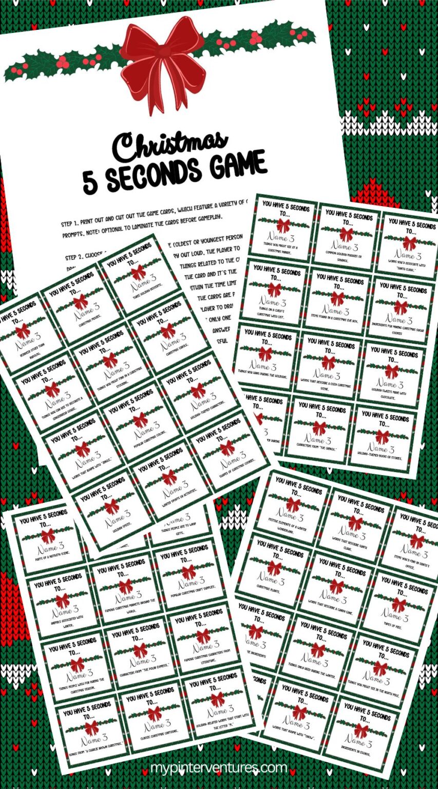 Printable Christmas 5 Seconds Game - My Pinterventures